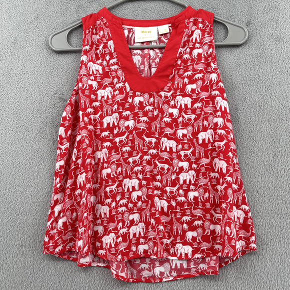 Maeve | Tops | Maeve Anthropologie Top Women Red Safari Zoo Animal ...